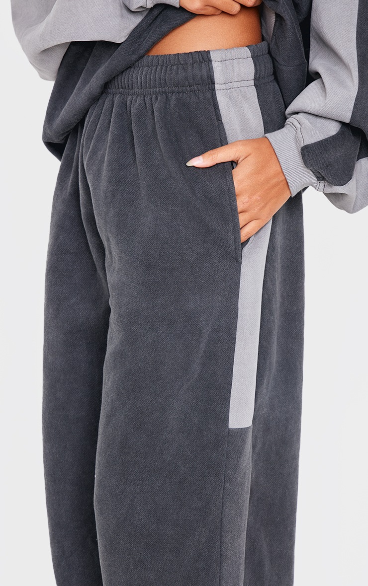 Washed Charcoal Striped Rib Wide Leg Sweatpants | Sweat ...