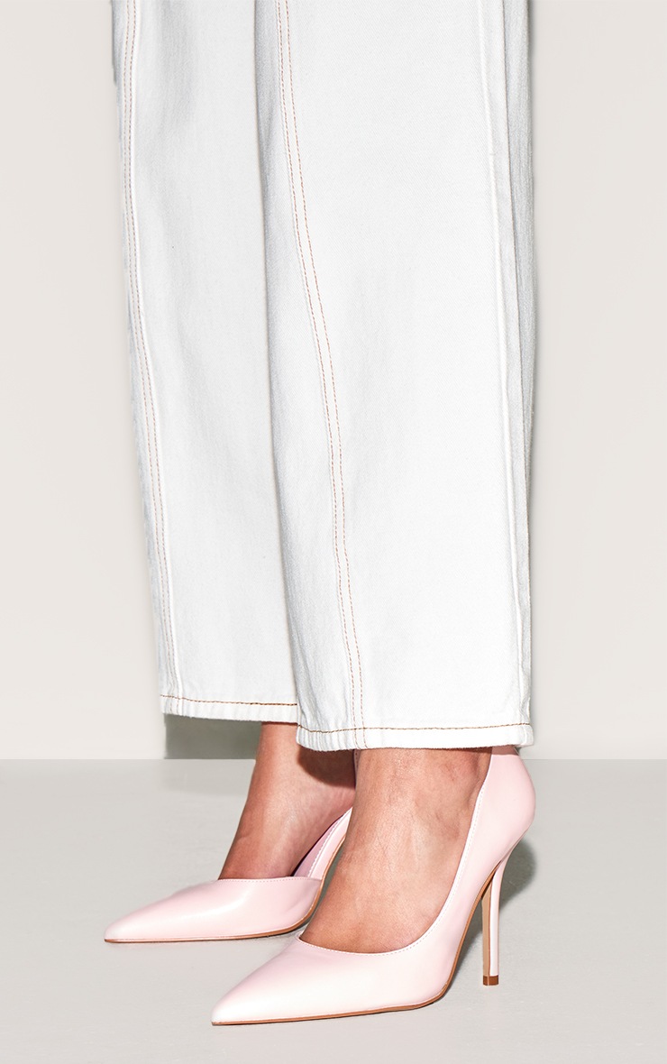 Baby Pink Curved Cut Out High Heel Courts | Footwear | PLT