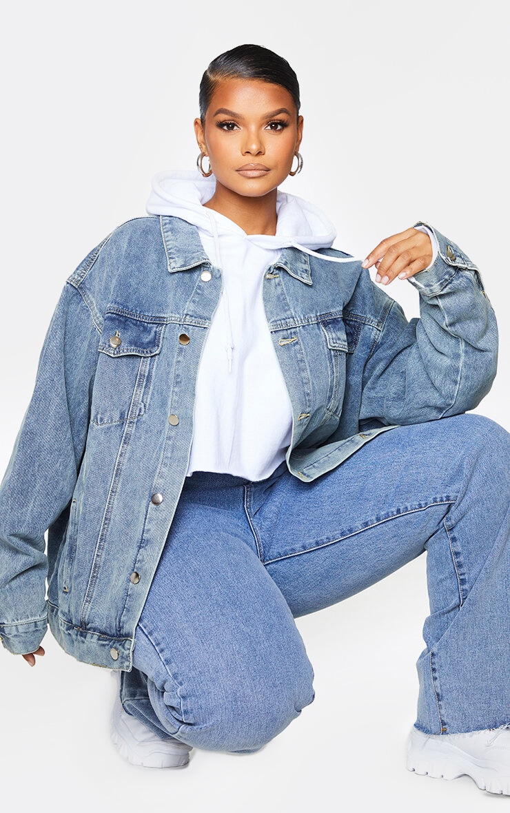 PLT Plus Vintage Wash Boyfriend Denim Jacket | Plus Size ...