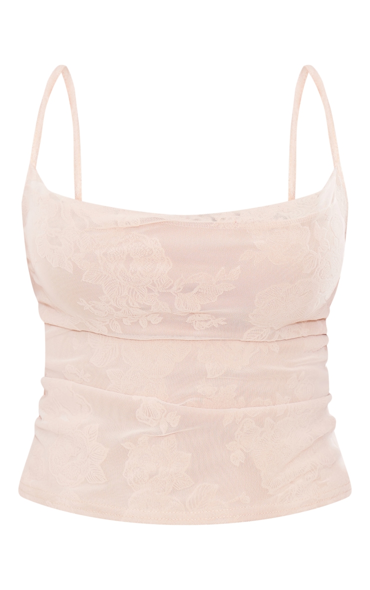 Stone Floral Devore Cowl Neck Open Back Top | Tops | PLT