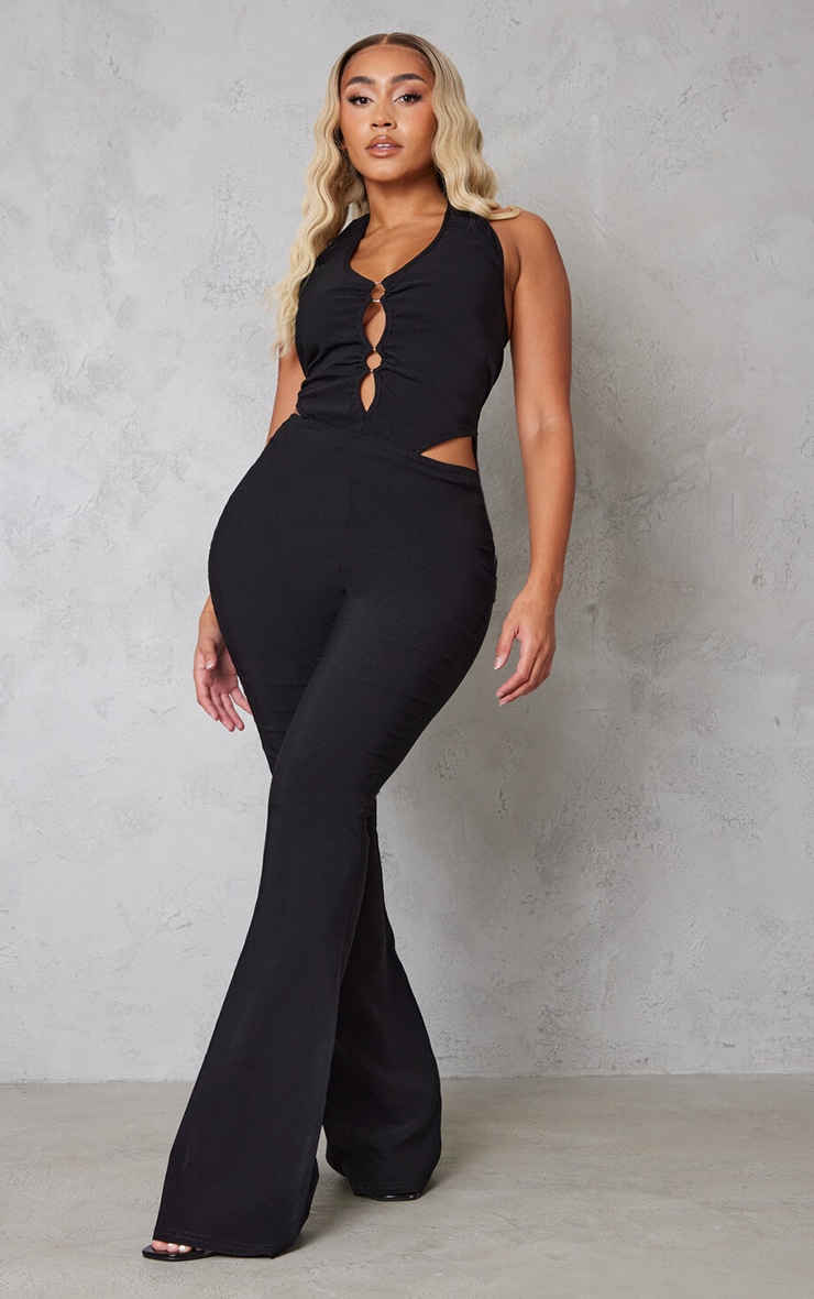 Black stretch jumpsuit | PrettyLittleThing AUS