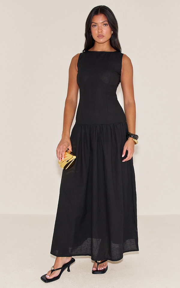 Black Drop Waist Maxi Dress | Dresses | PrettyLittleThing USA