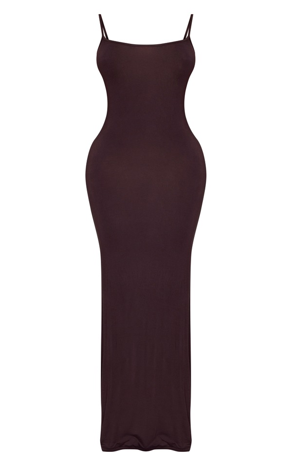 Shape Chocolate Brown Jersey Strappy Maxi Dress Prettylittlething