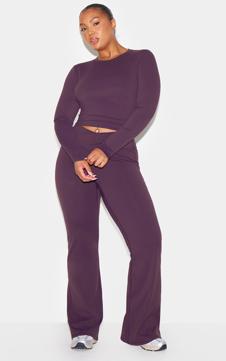 Dark Plum Ultimate Sculpt Long Sleeve Crop Gym Top | Athleisure ...