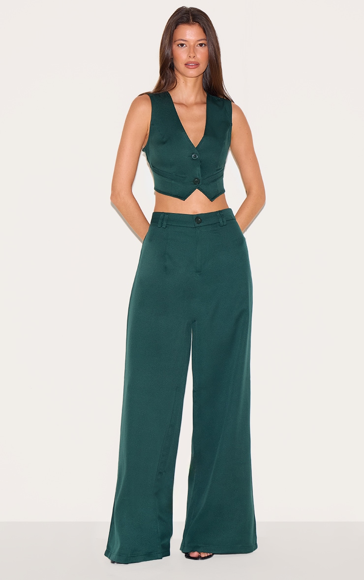 Forest Green Woven Double Belt Loop Suit Trousers | Co-ords ...