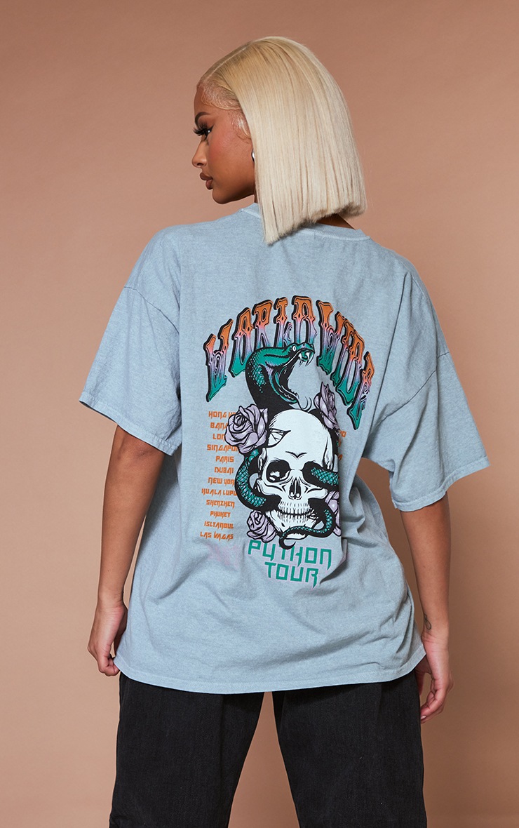 Grey Worldwide Back Print T Shirt | Tops | PrettyLittleThing AUS