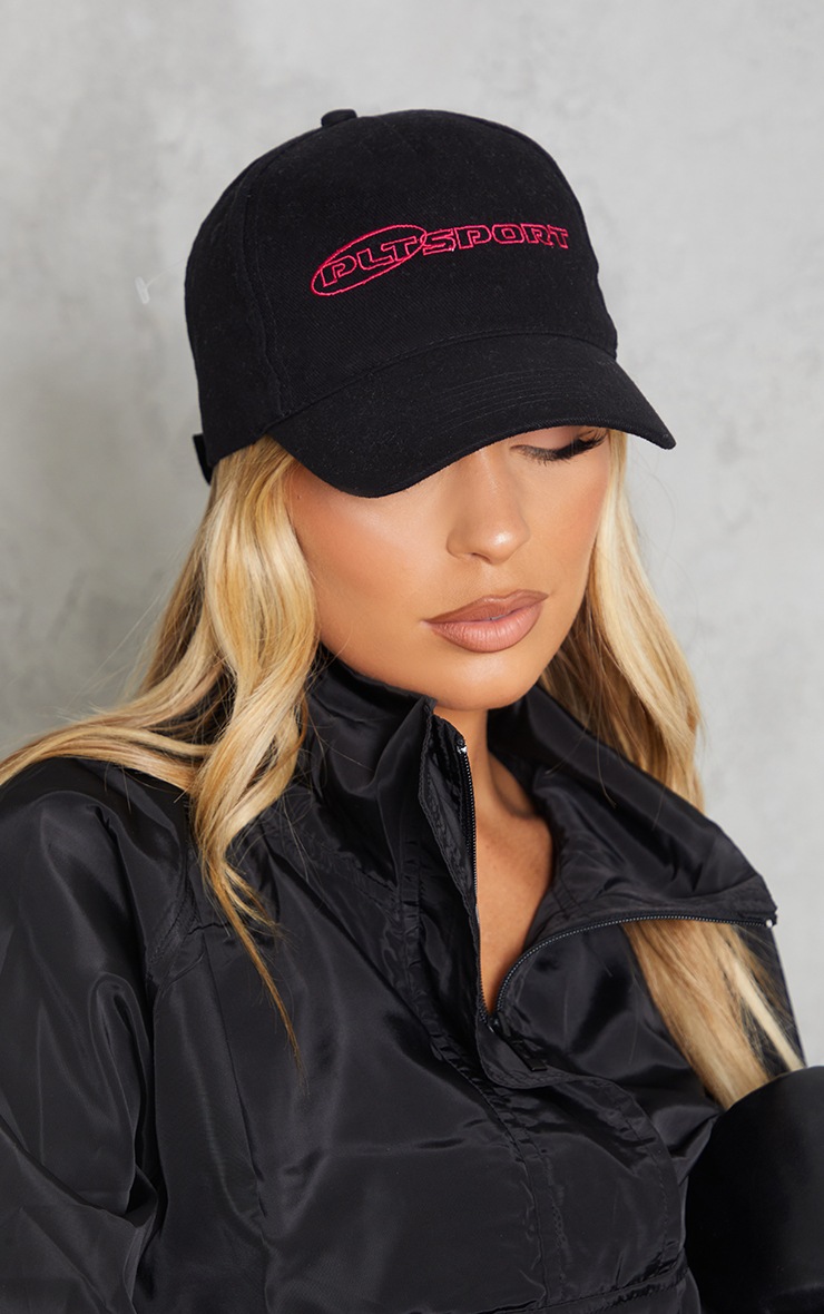 Black Sport Embroidered Cap | Accessories | PrettyLittleThing KSA