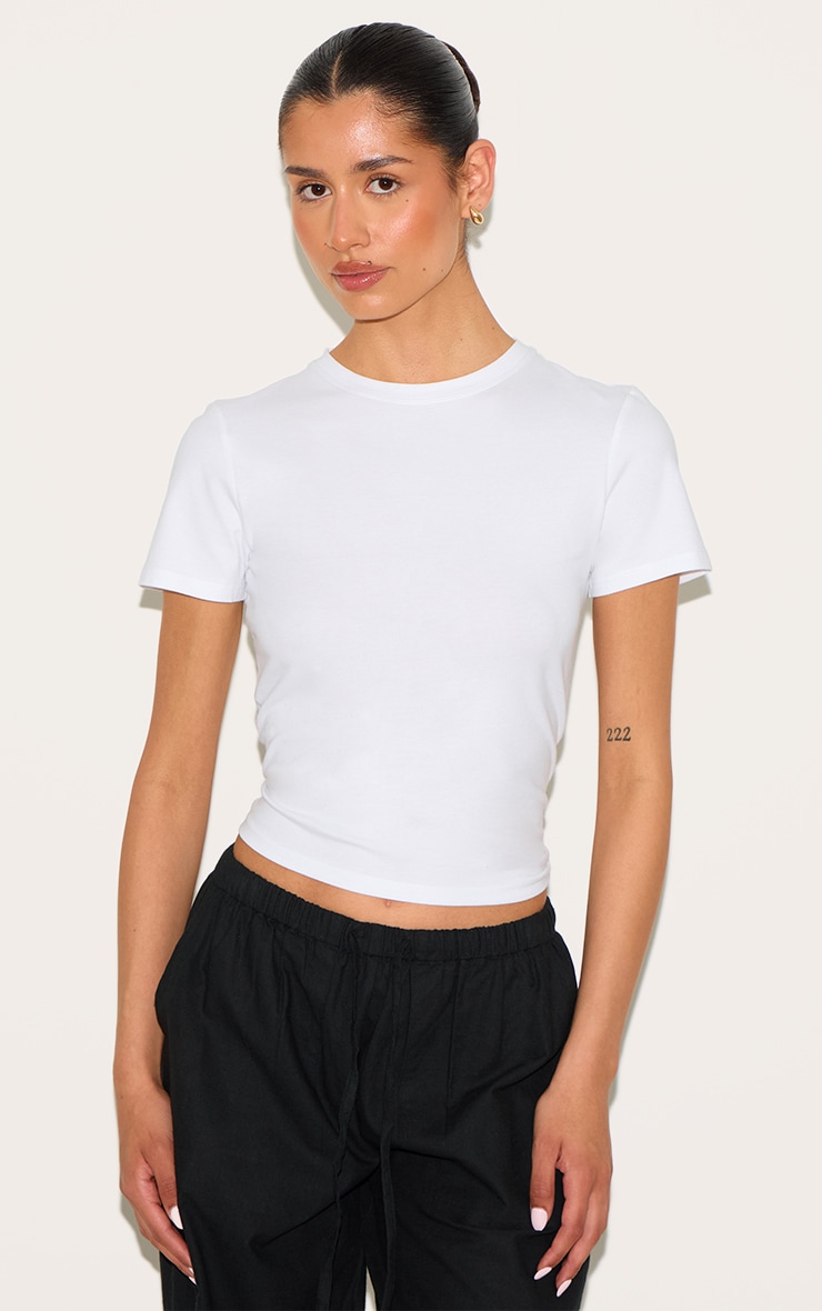 Tall White Soft Cotton Crew Neck Short Sleeve Top | Tall | PLT IRE