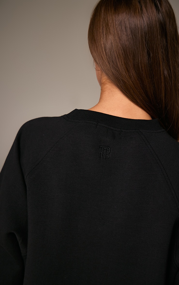 Black Embroidered Interlock Boxy Tee | Athleisure | PLT USA