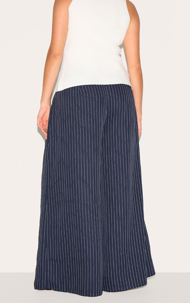 Plus Navy Maxi Pinstripe Tailored Trousers | Plus Size | PLT