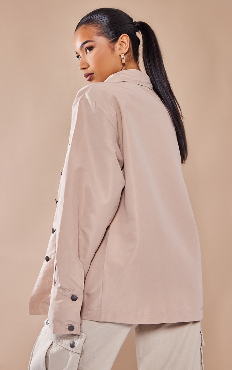 Stone Twill Cargo Pocket Shirt | Tops | PrettyLittleThing USA