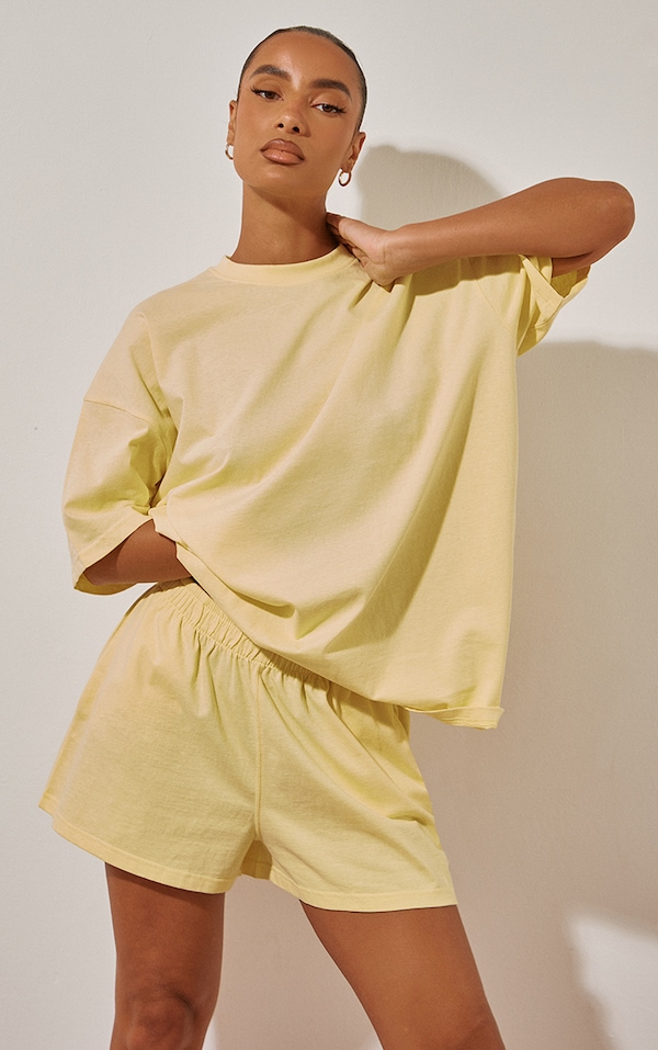 Lemon Cotton Oversized Boxy T-Shirt | Co-ords | PrettyLittleThing IRE