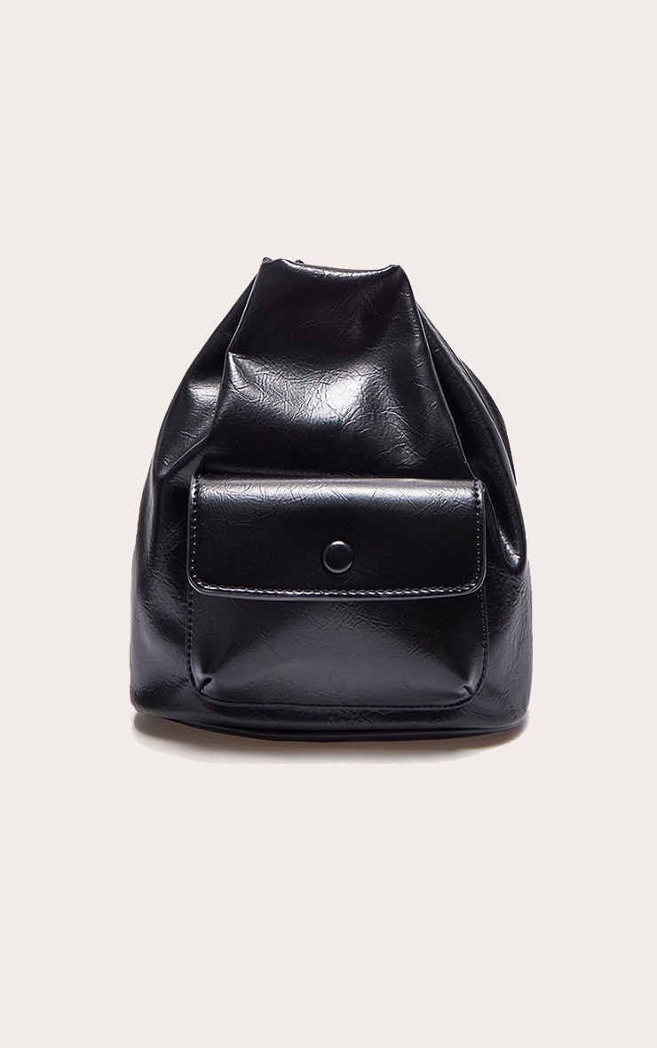 Black PU Pocket Backpack | Accessories | PrettyLittleThing USA