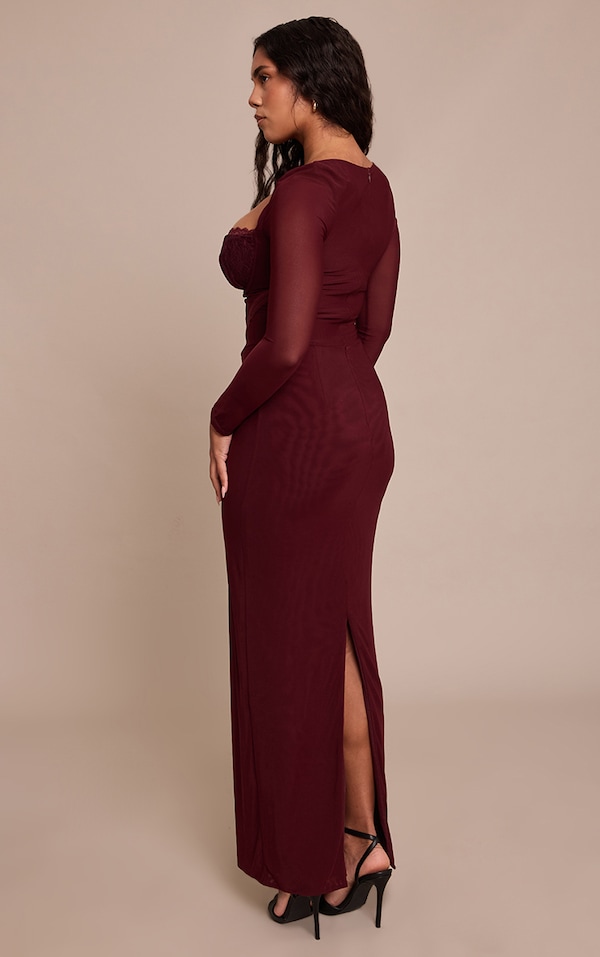 Shape Plum Mesh Lace Insert Corseted Maxi Dress | Shape | PLT