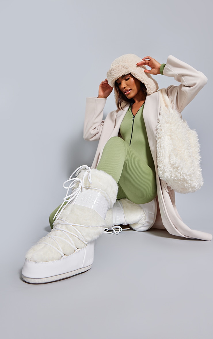 MOON BOOT White Icon Faux Fur | Footwear | PrettyLittleThing
