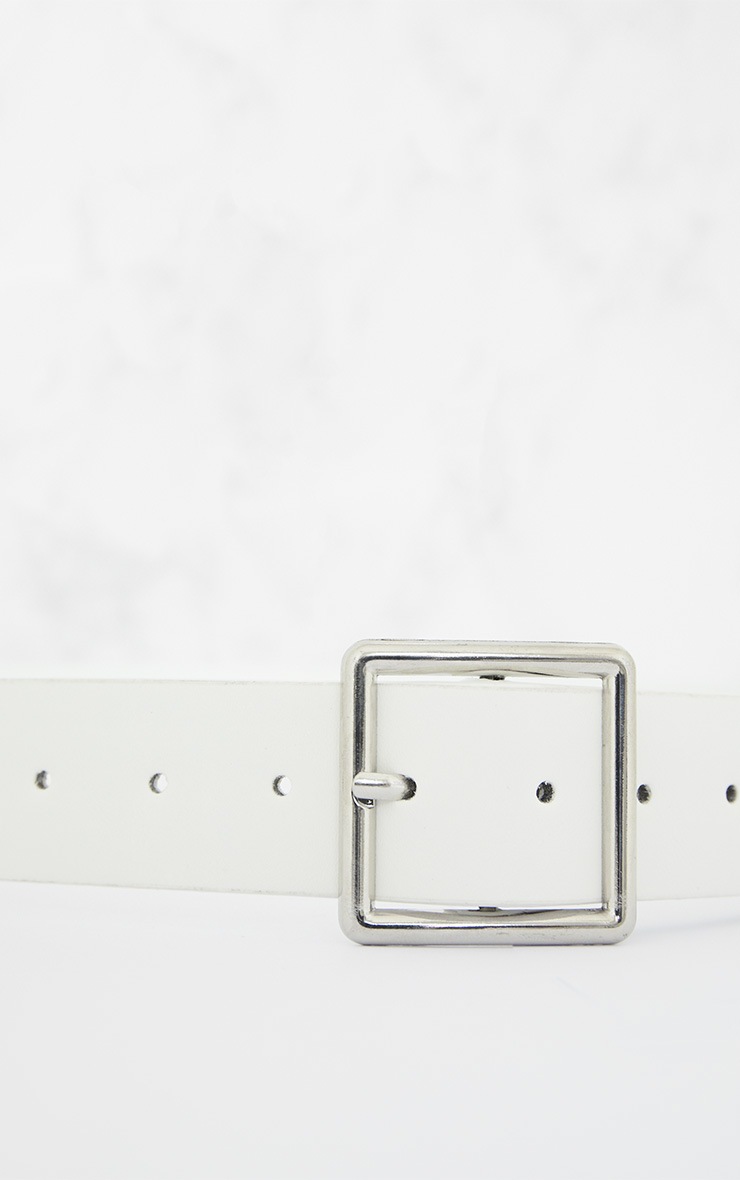 White Basic Square Buckle Belt | Accessories | PrettyLittleThing USA