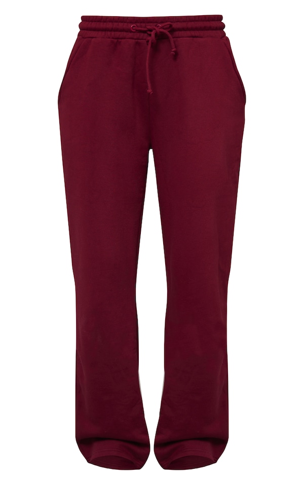 Burgundy Oversized Drawstring Wide Leg Joggers | Athleisure | PLT