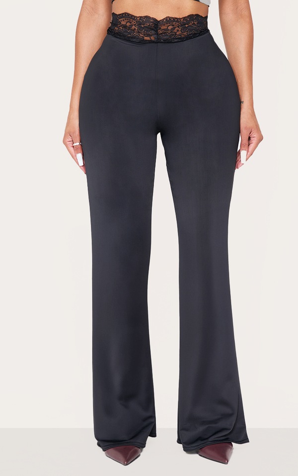 Shape Black Sculpt Lace Trim Flared Pants | Shape | PLT USA
