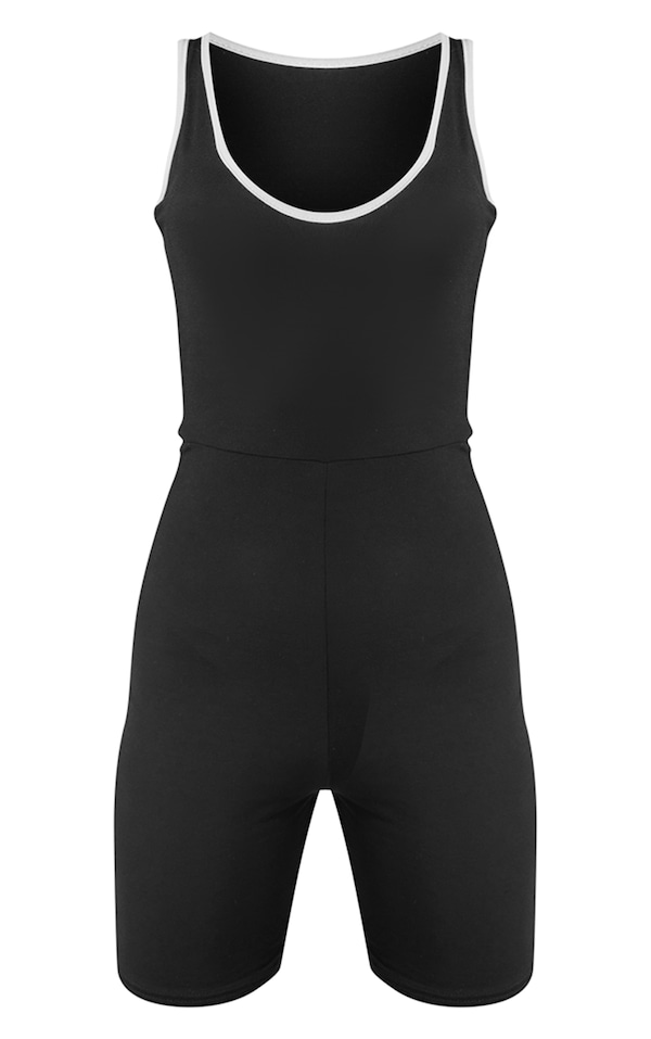 Black Contrast Binding Jersey Unitard | Dresses | PLT