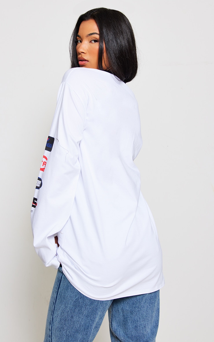 White Long Sleeve Super Car Print T-shirt | PrettyLittleThing KSA