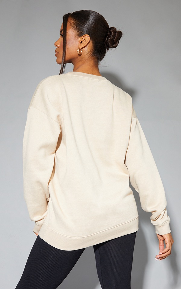 Prettylittlething Sand Oversized Basic Sweatshirt | PrettyLittleThing