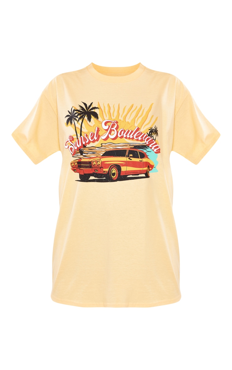 Pastel Orange Sunset Boulevard Printed T Shirt | PrettyLittleThing USA