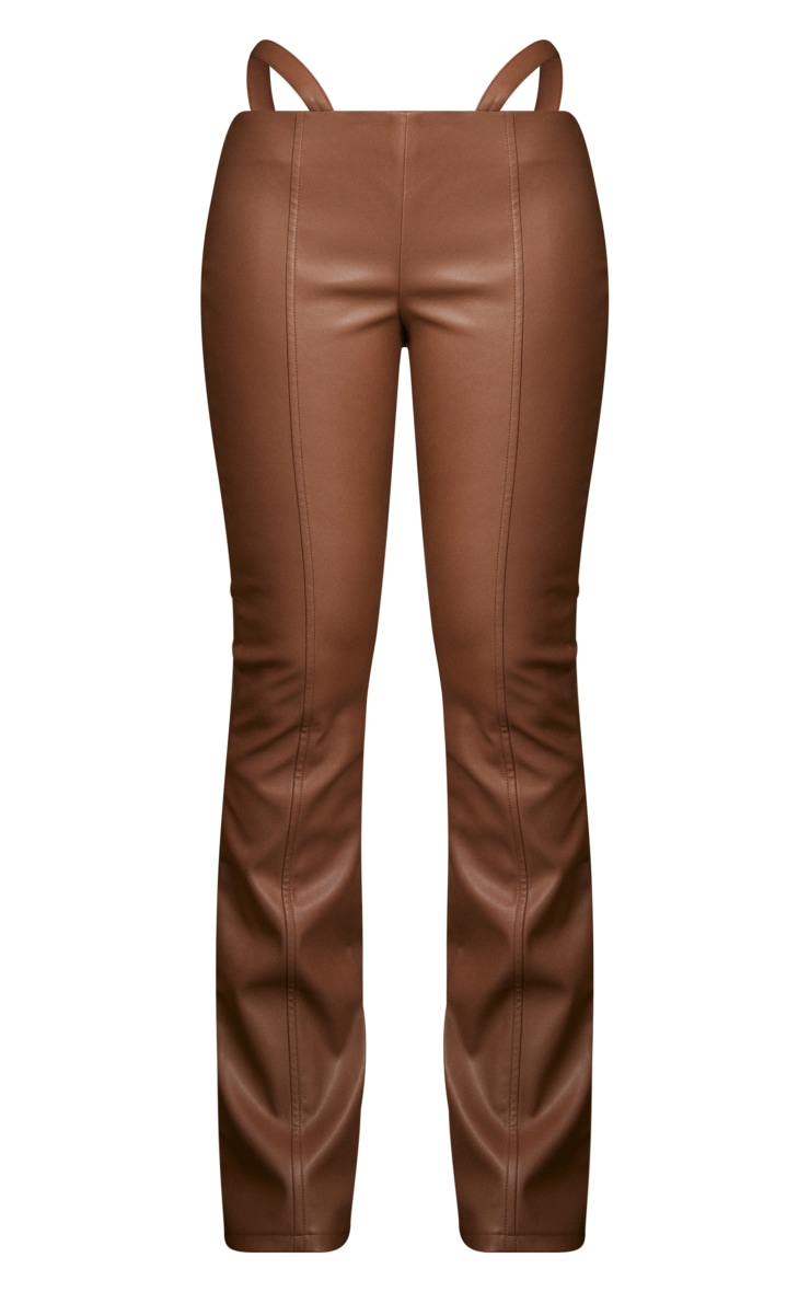 Chocolate Brown PU Cut Out Low Waist Flares | Bottoms ...