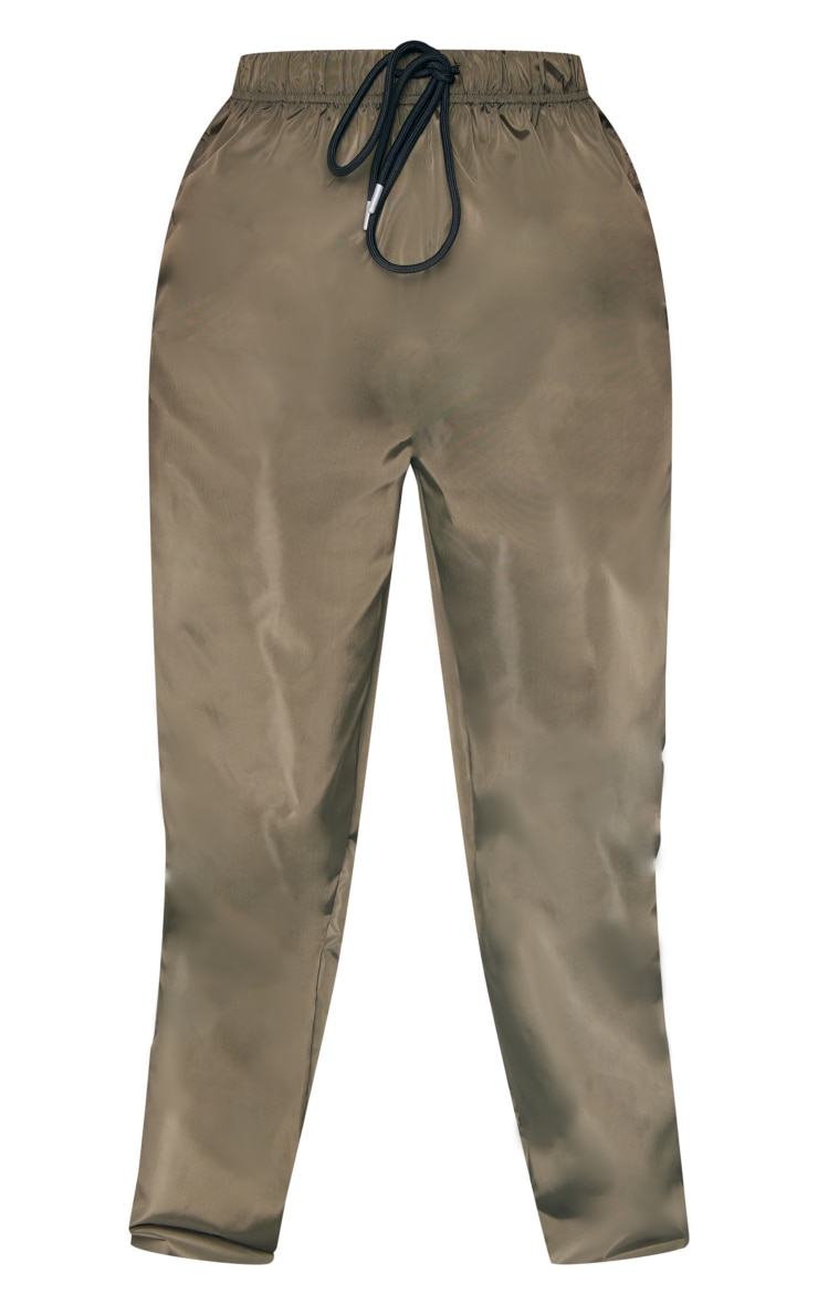 Petite Khaki Shell Drawstring Wide Leg Jogger | Petite | PLT