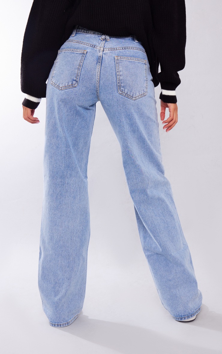 Tall Light Blue Straight Leg Extreme Ripped Jeans | Tall | PLT USA