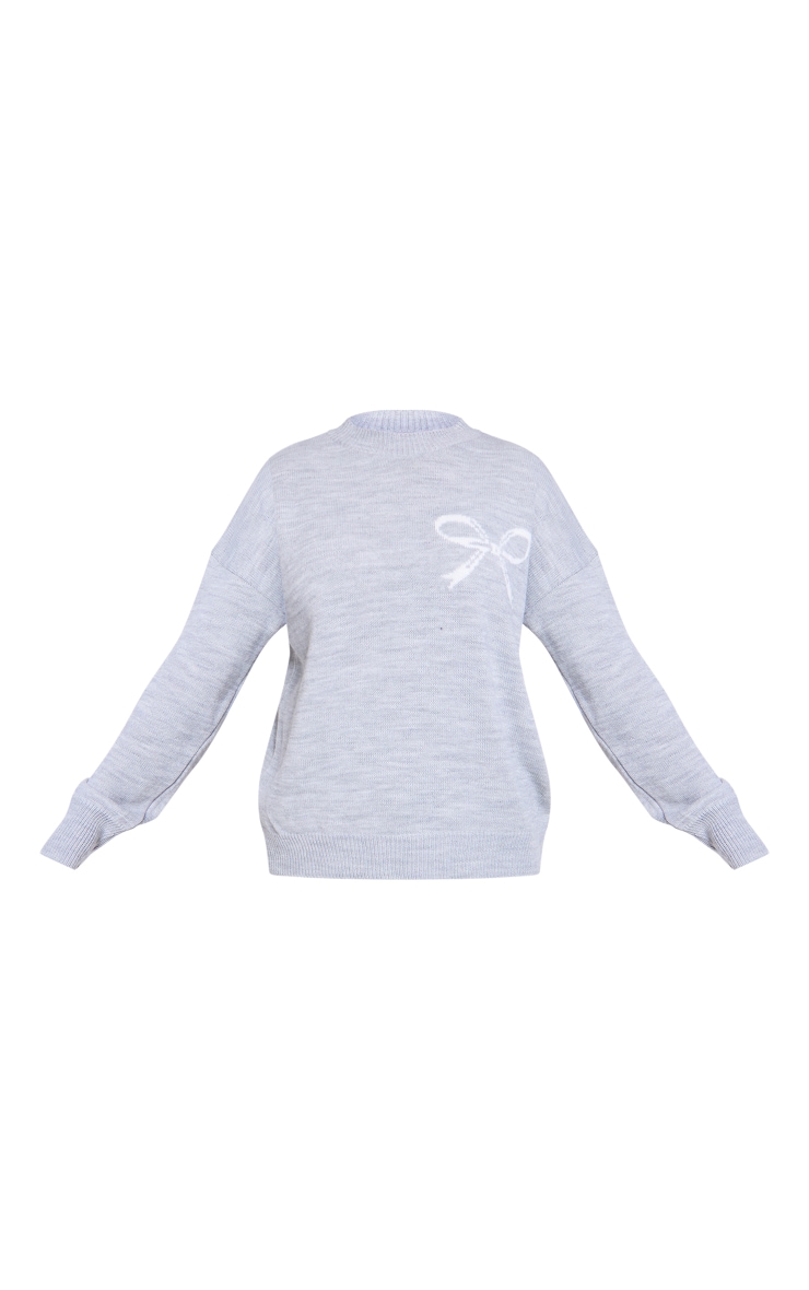 Ash Grey Soft Knit Bow Detail Oversized Jumper | Knitwear | PLT