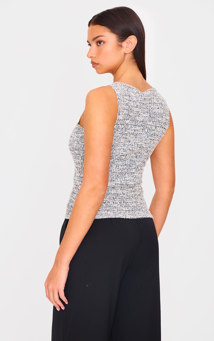 Grey Boucle Button Down Waist Coat | Tops | PLT