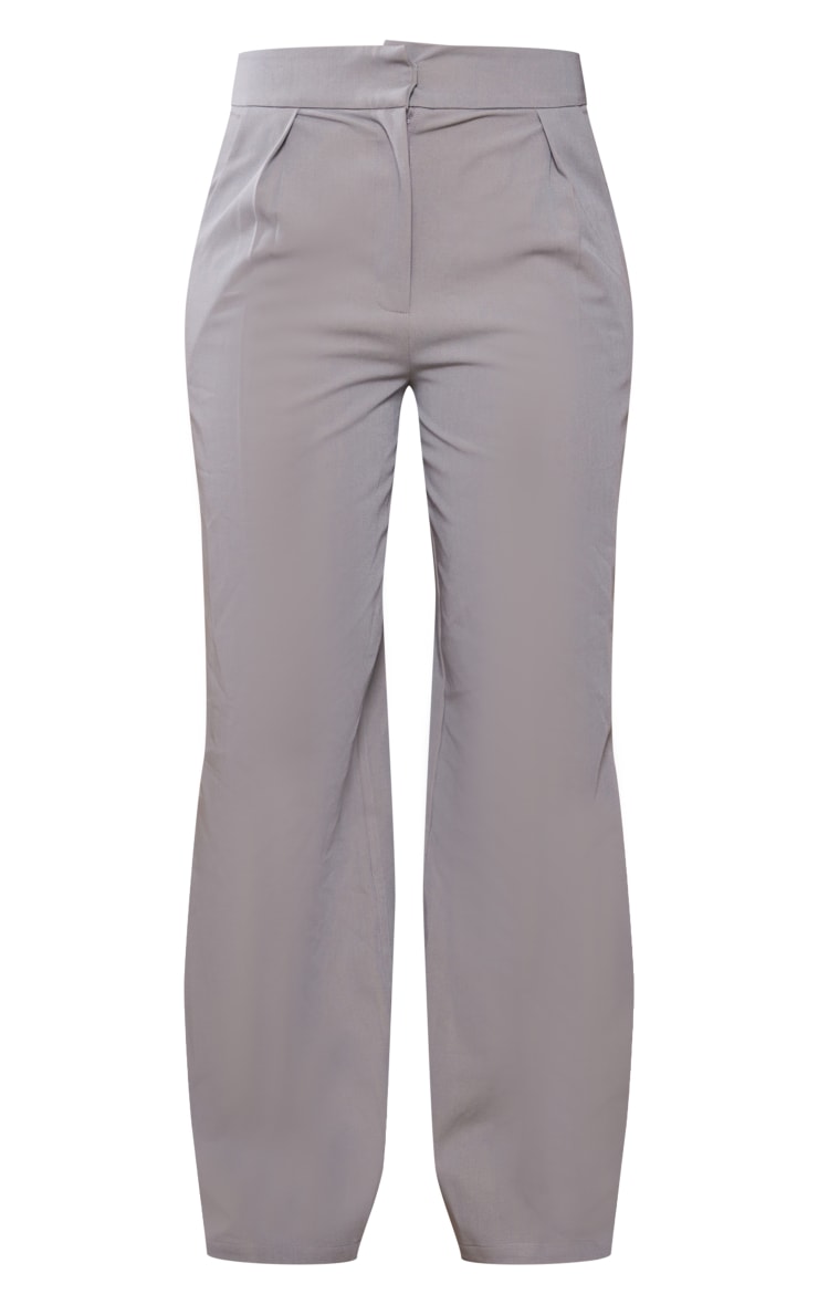 Light Grey Woven Wide Leg Tailored Trousers | PrettyLittleThing CA