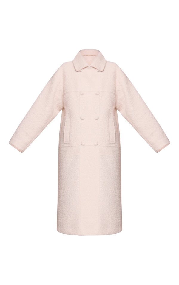 Ecru Boucle Double Breasted Maxi Coat | Outerwear | PrettyLittleThing USA