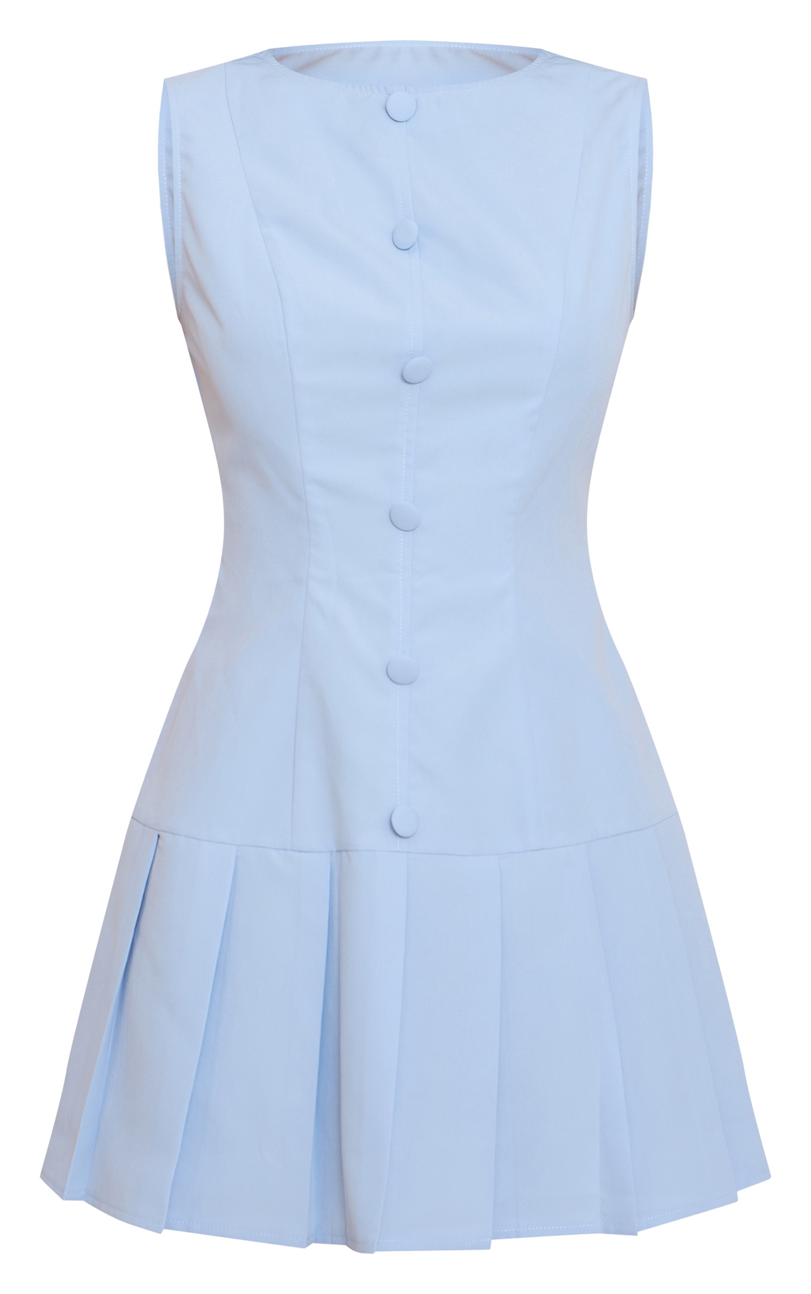 Baby Blue Button Down Pleated Hem Shift Dress | Dresses ...