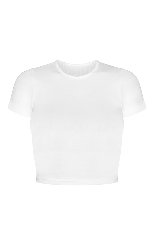 White Basic Ribbed Short Sleeve Crop Top | Tops | PLT AUS