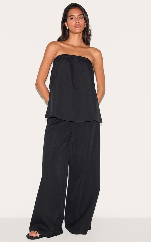 Black Woven Longline Bandeau Top | Co-ords | PrettyLittleThing USA