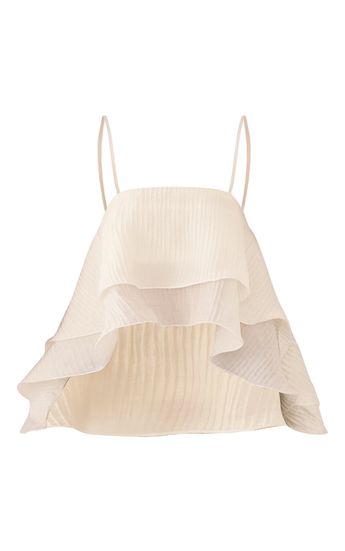 Cream Textured Woven Floaty Cropped Front Top | Tops ...