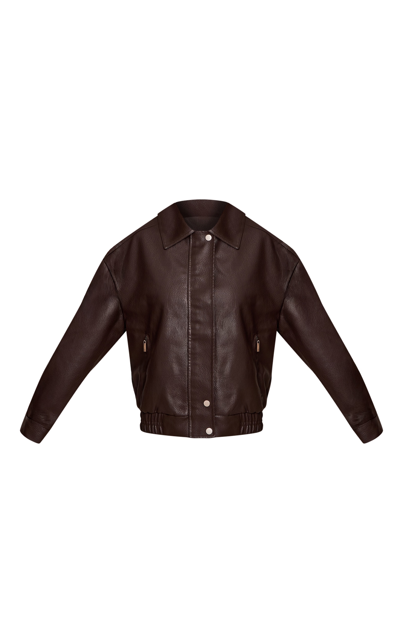 Chocolate Concealed Placket PU Bomber Jacket | Outerwear ...