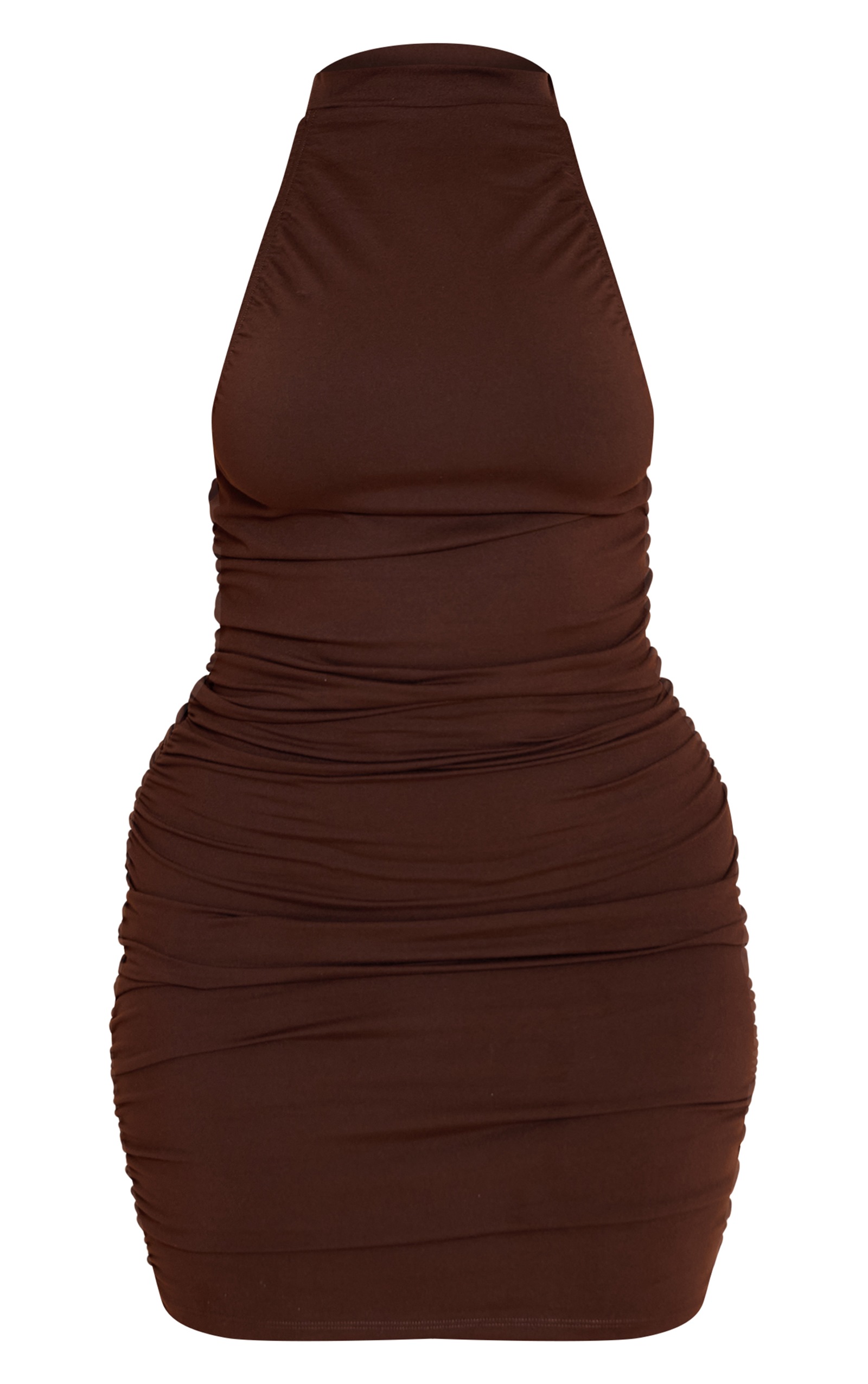 Shape Chocolate Sculpt High Neck Ruched Mini Dress | Shape ...