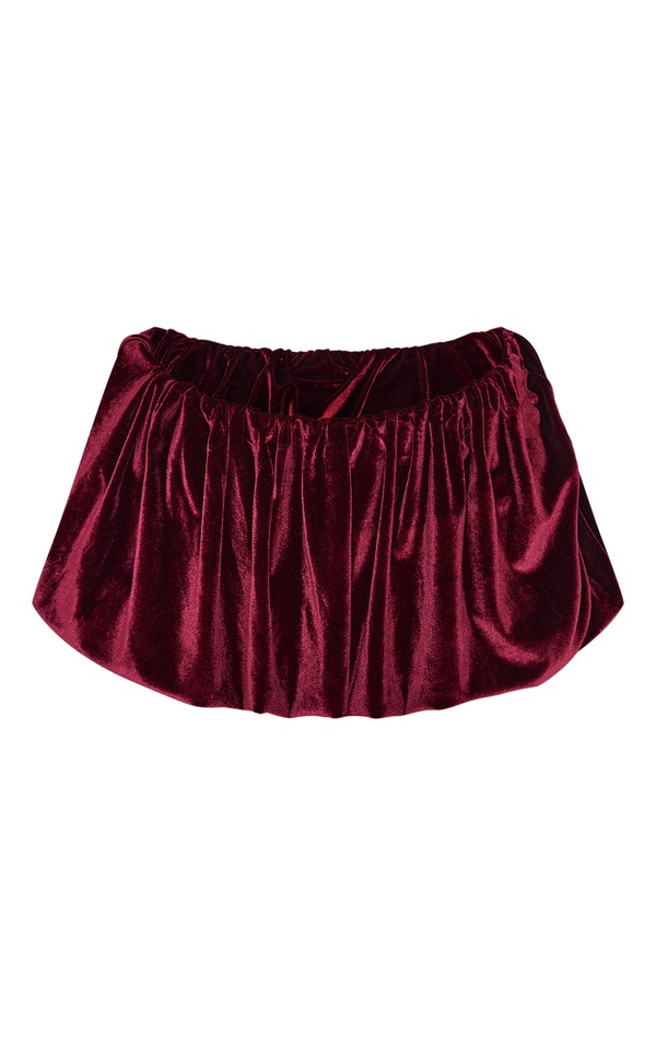 Shape Black Velour Puff Ball Mini Skirt | Shape | PrettyLittleThing QA
