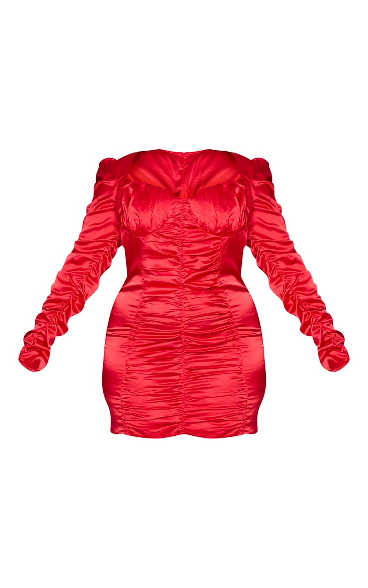 Plus Red Ruched Cup Detail Bodycon Dress | PrettyLittleThing