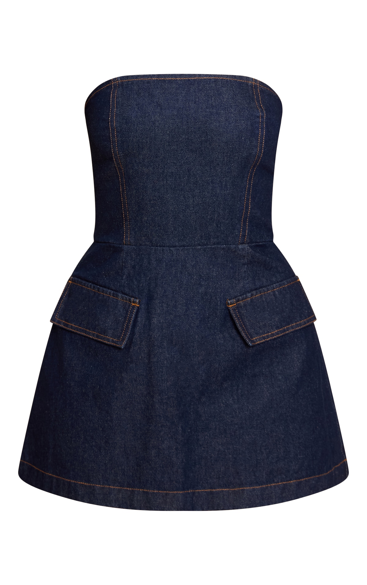 Indigo Strapless Structured A Line Mini Dress | Denim ...