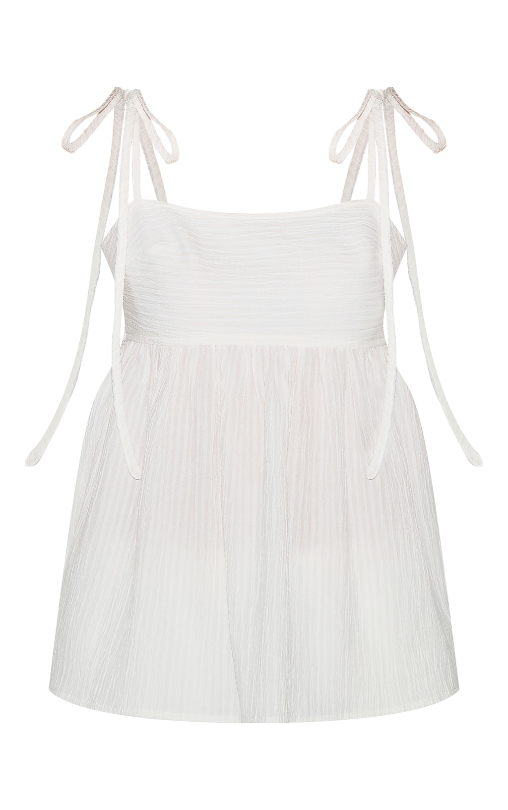 White Woven Textured Striped Floaty Top | Co-ords | PLT