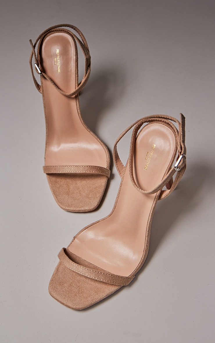 Nude Wide Fit Barely There Strappy High Heels | Footwear ...