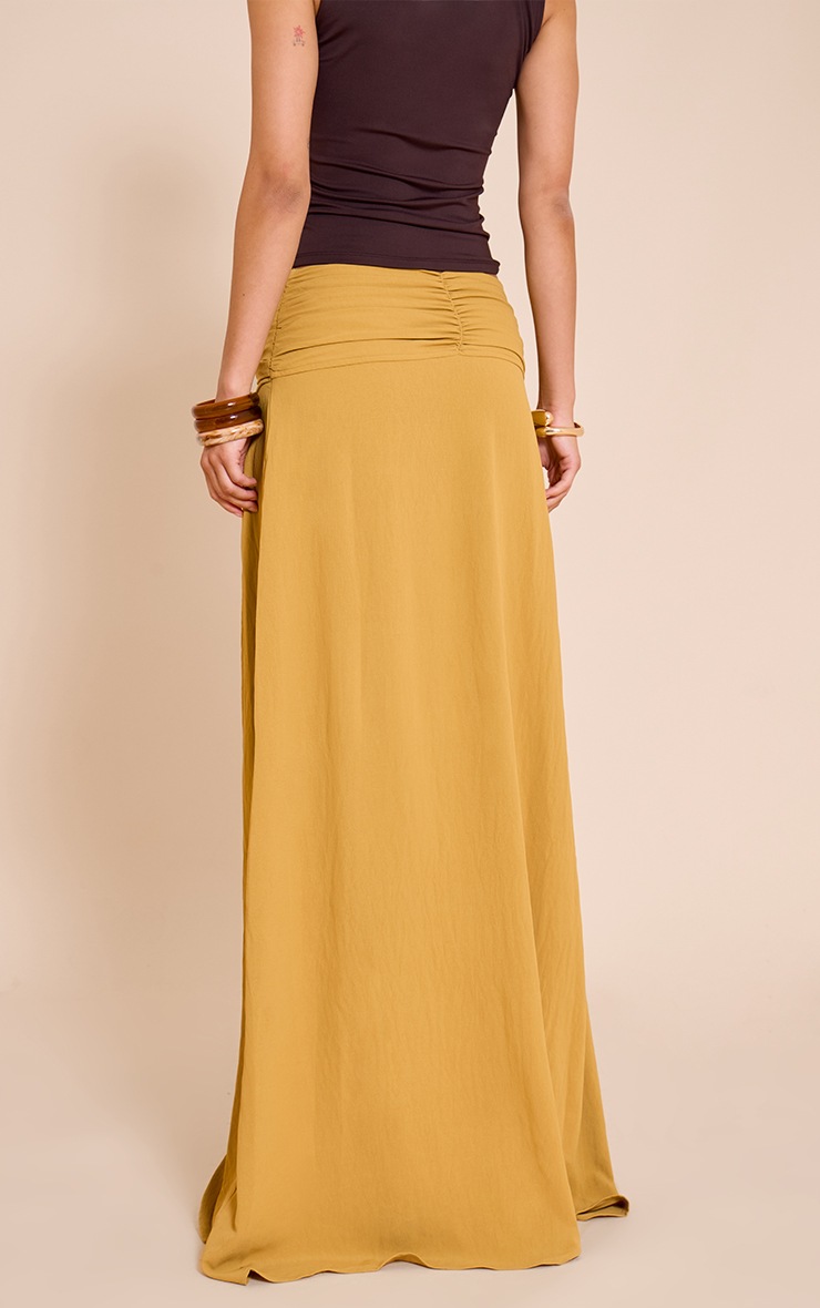 Mustard Floaty Woven Knot Front Maxi Skirt | Bottoms | PLT