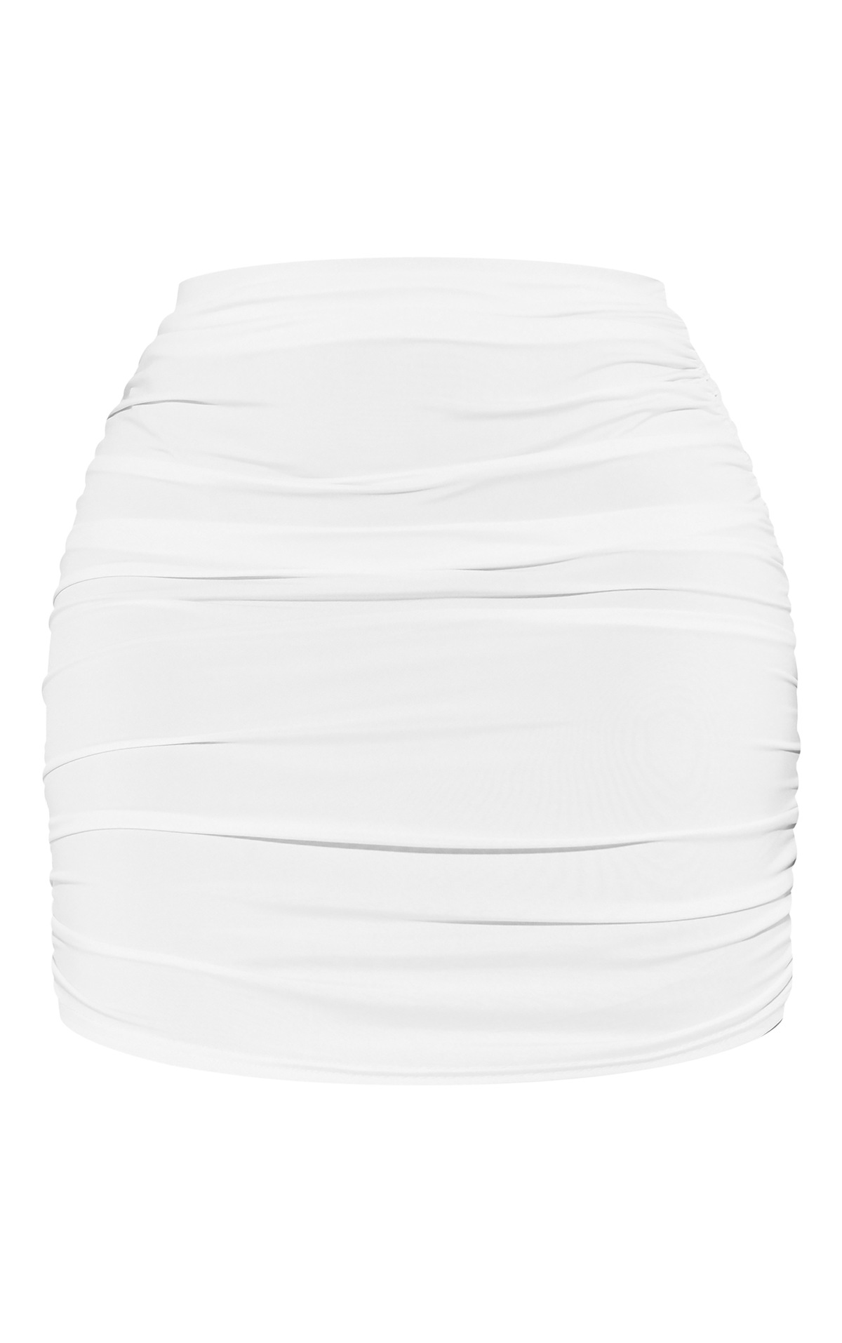 Shape White Slinky Ruched Side Mini Skirt | Shape | PrettyLittleThing USA
