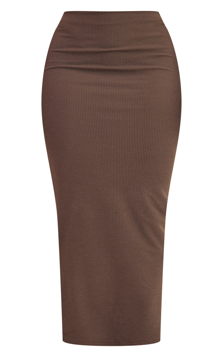 Shape Espresso Crinkle Rib Midaxi Skirt | Shape | PrettyLittleThing KSA