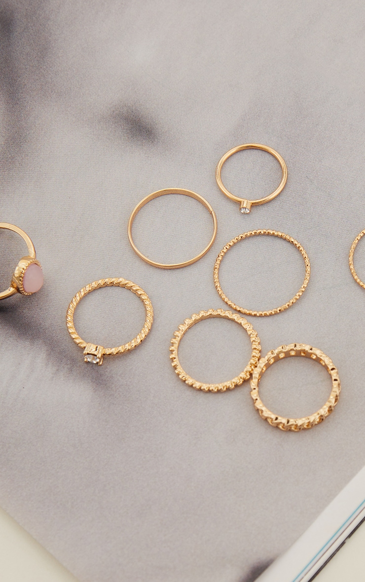 Gold Mixed Textured Ring 8 Pack | Accessories | PrettyLittleThing AUS