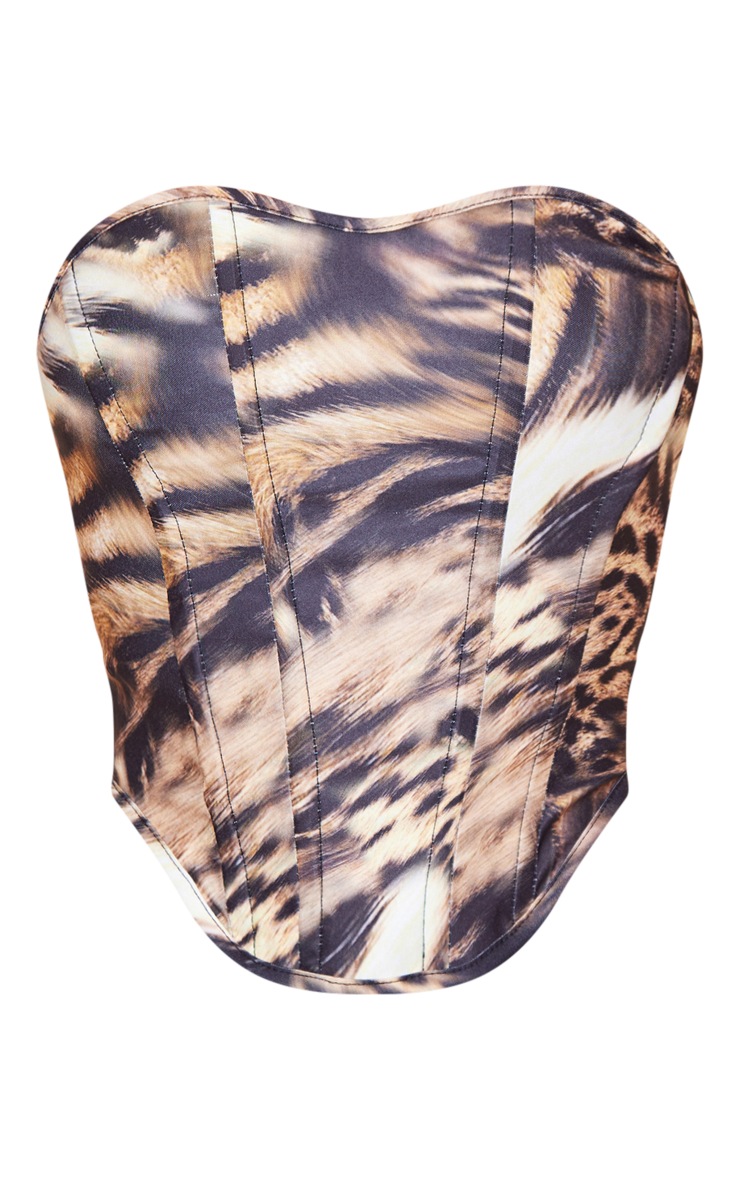 Yellow Boned Printed Corset | Tops | PrettyLittleThing USA