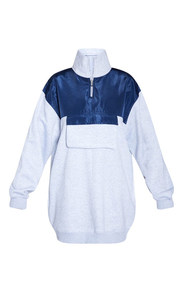 Grey Marl Shell Pocket Fleeceback Jumper Dress | PrettyLittleThing USA